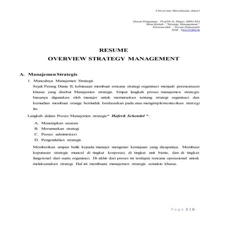 RESUME OVERVIEW STRATEGY MANAGEMENT | DOCX