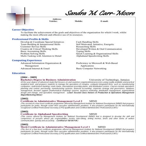 Resume Sandra Carr-Moore May 2014 | PDF