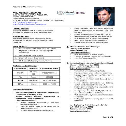 Resume md. akhtaruzzaman (update-2017)) | PDF