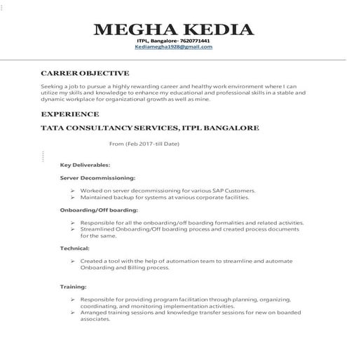 Resume_Megha | DOCX | Business | Business and Finance