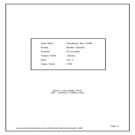 Resume memahami ilmu politik | DOCX