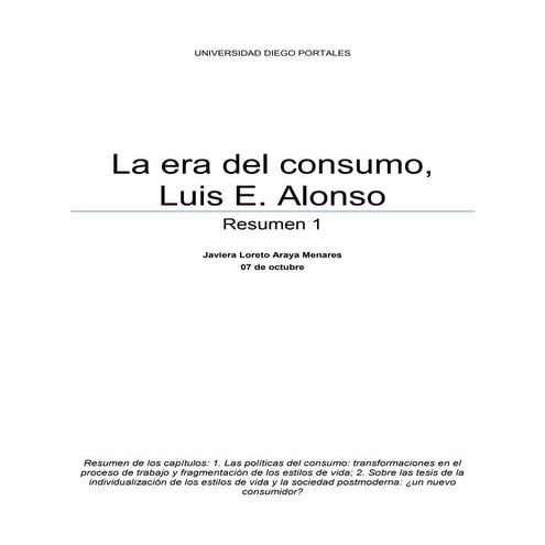 Resumen luis enrique Alonso. por javiera loreto araya menares | PDF