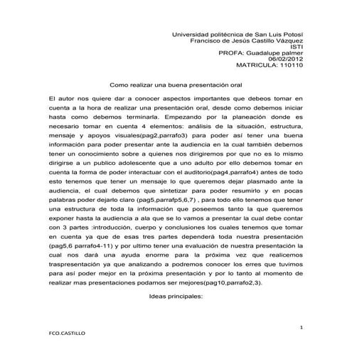 Resumen 2 como realizar una buena presentación oral por dra. robles v ...