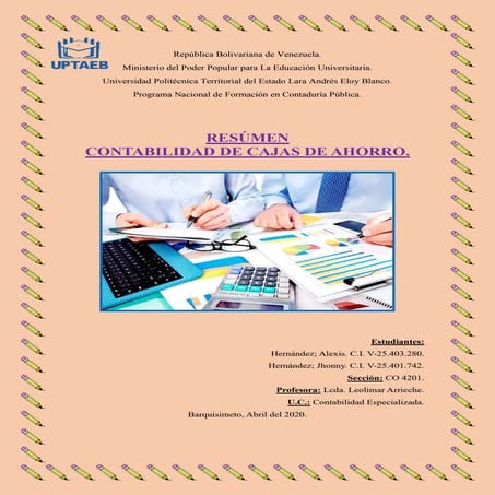 RESUMEN CONTABILIDAD DE CAJAS DE AHORROS ( TRABAJO ) | PDF