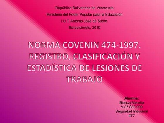 Registro, clasificación y estadística de lesiones de trabajo | PPT
