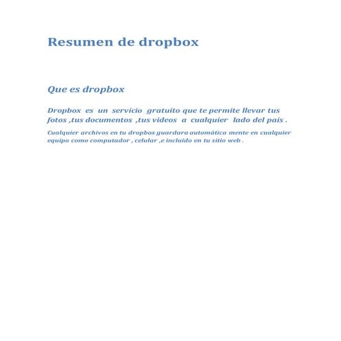 Resumen de dropbox | DOCX