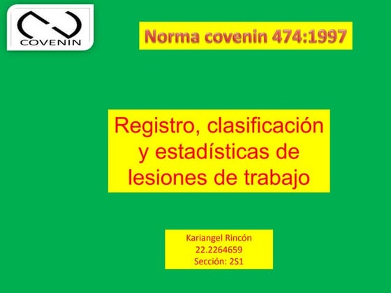 Registro, clasificación y estadística de lesiones de trabajo | PPT