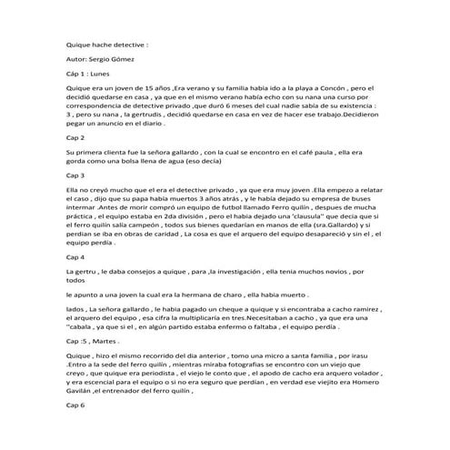 Prueba quique hache detective 5° | DOCX