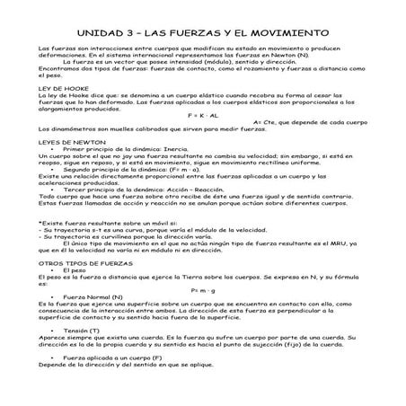 Resumen tema 3: Las fuerzas y el movimiento | PDF | Physics | Science