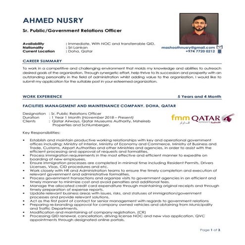 Resume of ahmed nusry | PDF