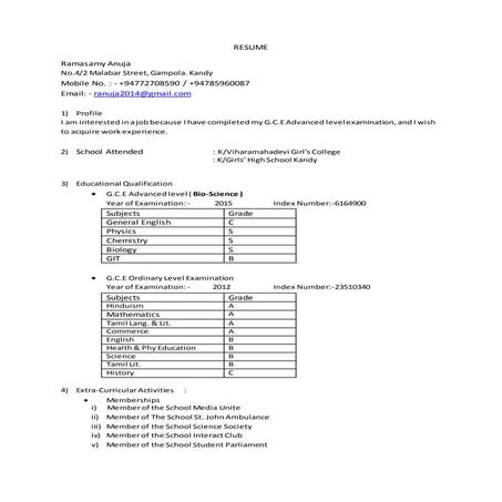 Resume of anuja | DOCX