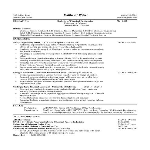 Resume of Matthew P Weber | PDF