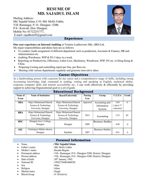 Resume of Mr Abu Taleb | PDF