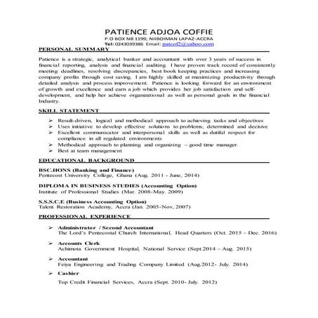 Resume of patience adjoa coffie | DOCX