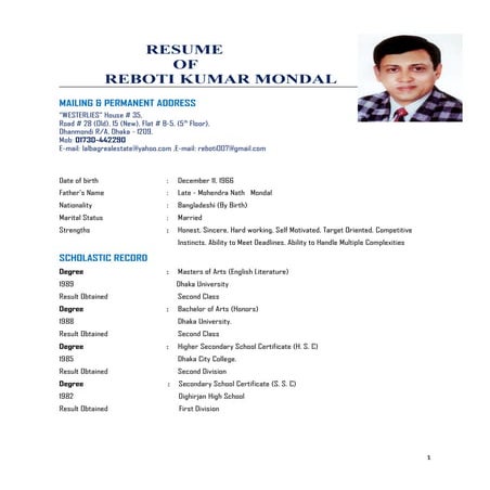 Resume of reboti kumar | DOC