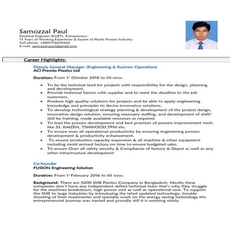Resume of samozzal paul | PDF
