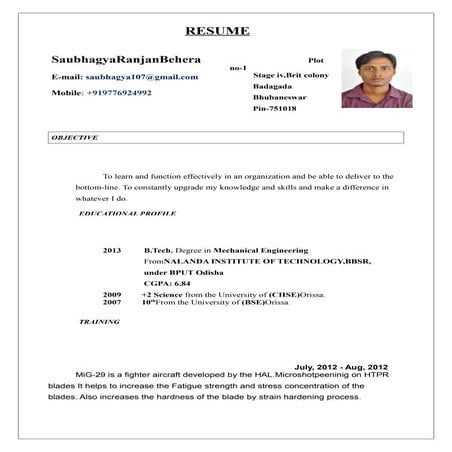 Resume of Subir Pandit | DOC