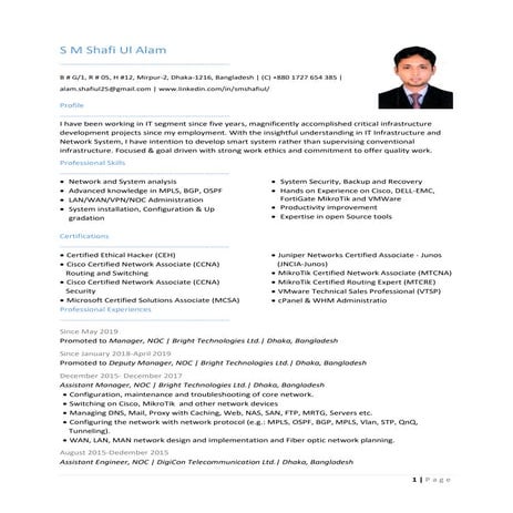 Resume of Shafi Alam | PDF