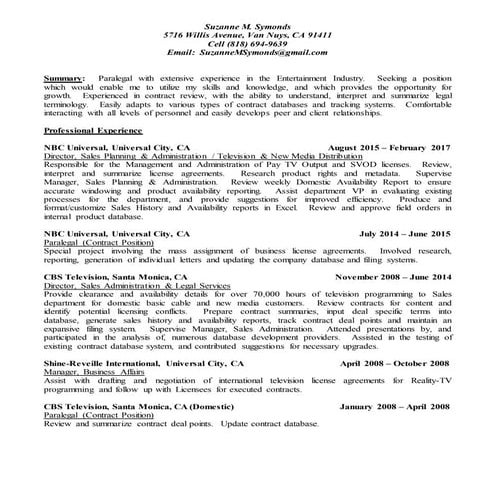 Resume of suzanne m. symonds | DOCX