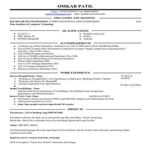 Resume omkar final_tw | PDF