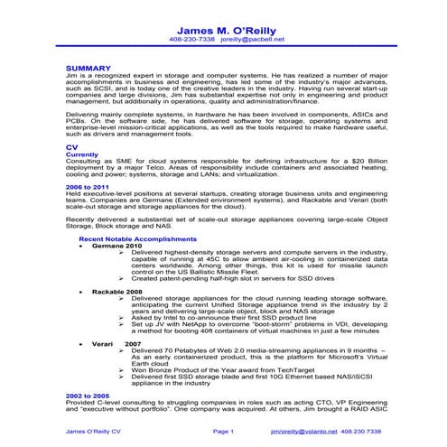 CV Jim O Reilly | PDF