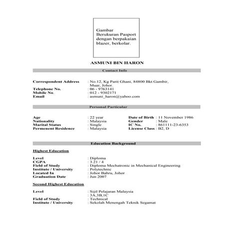 Resume pelajar | PDF