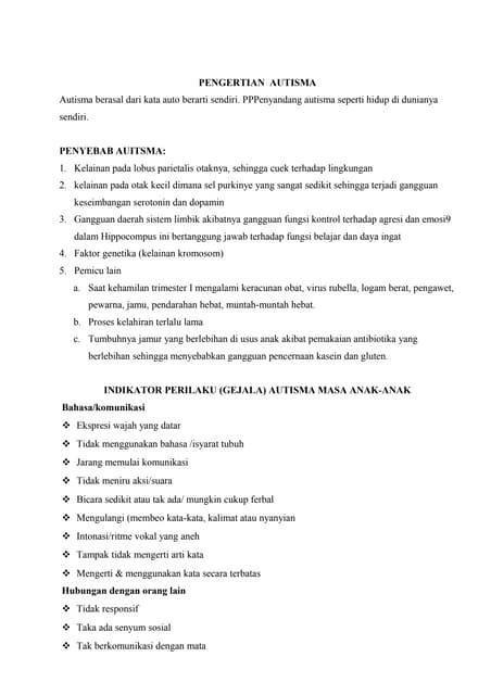 Instrumen observasi anak autism | PDF