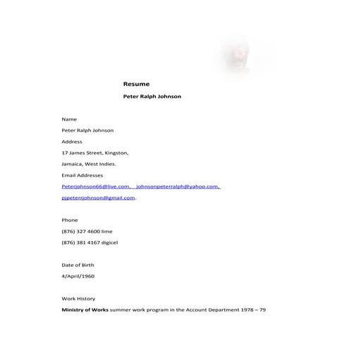Resume Peter Ralph Johnson | DOC