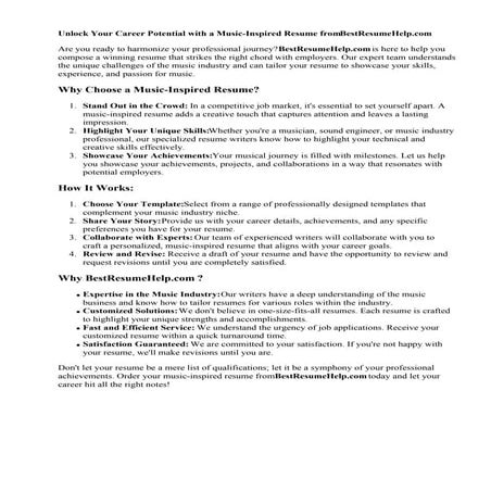 Resume Playing Music. Showcase Your Achievements: | PDF