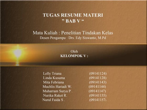 Format Laporan Penelitian Tindakan Kelas1 | PPT
