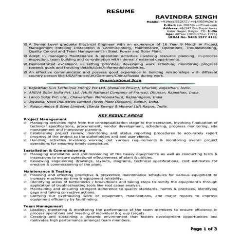 Resume ravindra | PDF