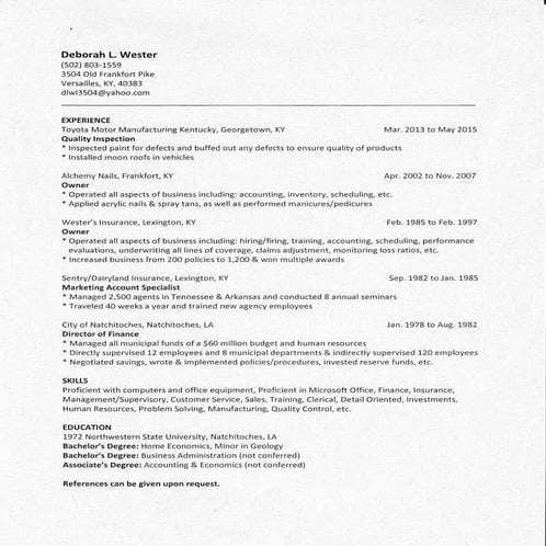 Resume ---Deborah Weser | PDF