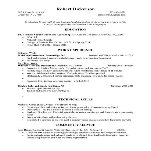 Resume robert dickerson | DOCX