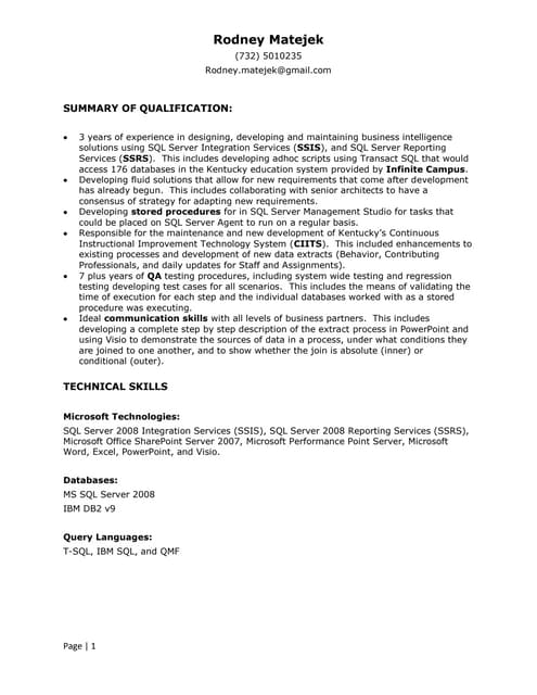 Armando Marrero Resume Sql Server Database Developer | PDF