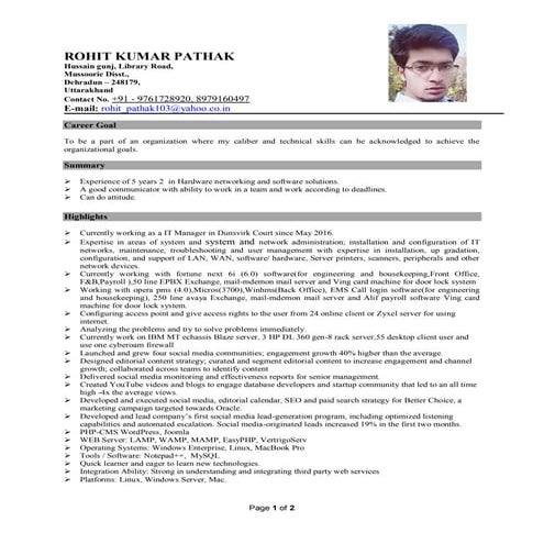 Resume rohit | PDF