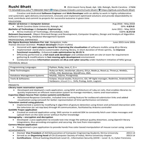 Resume | PDF | Programming Languages | Computing