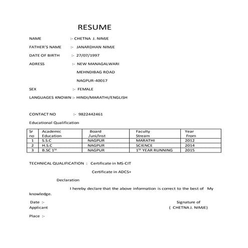 Resume sagar | PDF