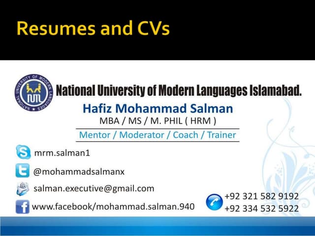 Quick Comparison: CV vs. Resume