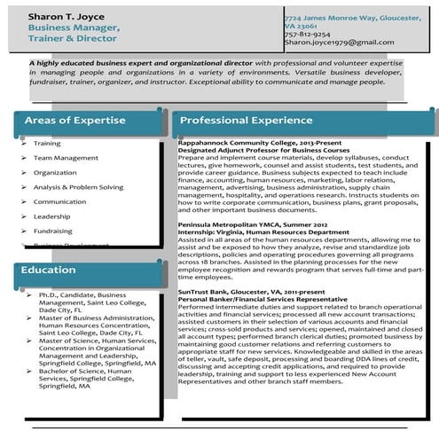 Resume Sharon Joyce June 2014 | PDF