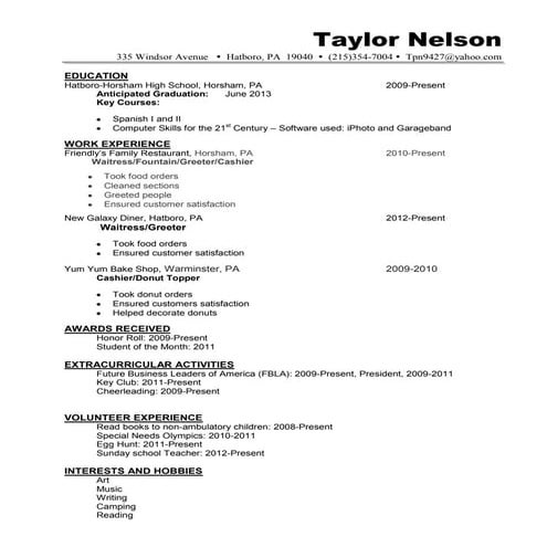 Resume taylor nelson 0411 | DOCX