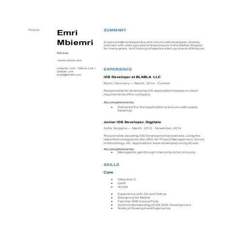 CV / Resume Template ne Shqip | DOCX