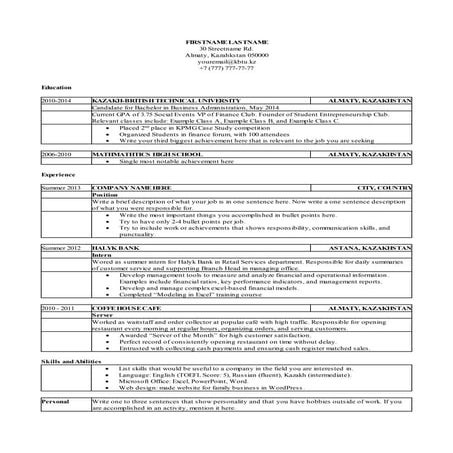 Resume Template: Emphasizes work experience | DOCX