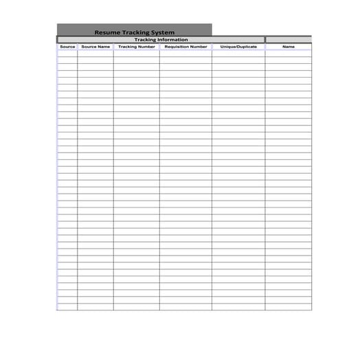Resume tracking system | XLSX