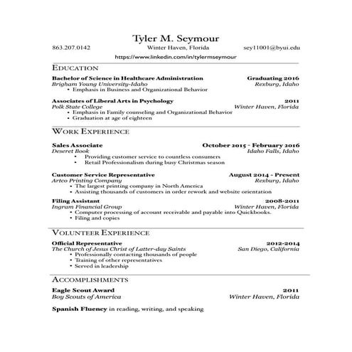 Resume of Tyler Seymour | PDF
