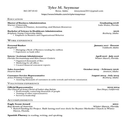 Resume of Tyler Seymour | PDF