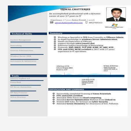 Resume ujjwal | PDF | Operating Systems | Computer Software and Applications