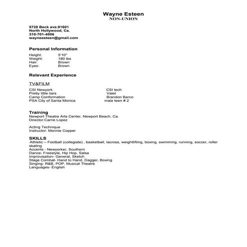 Resumeupdatedwayne | ODT