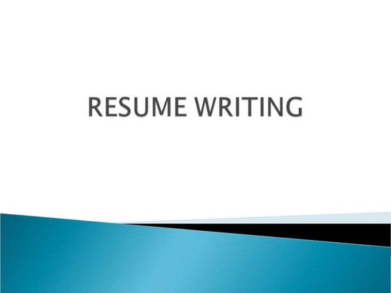 Resume Writing Presentation for students | PPT