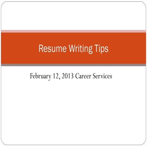 How to Write Your First Resume | PPT
