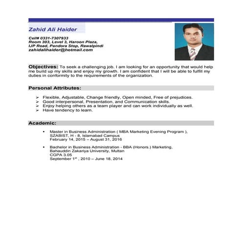 Resume Zahid | PDF